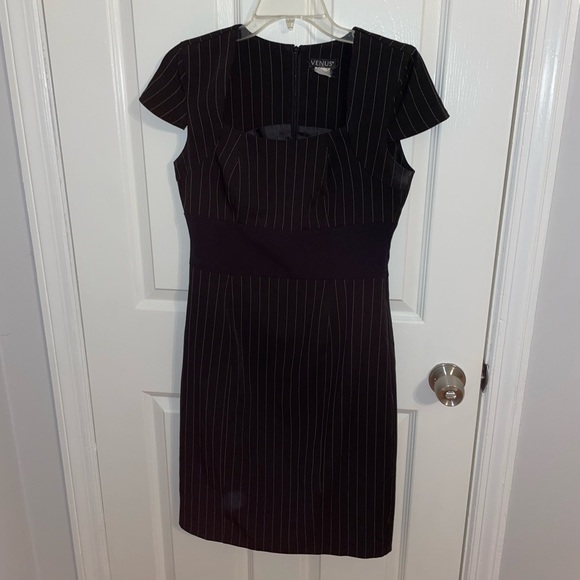 VENUS | Dresses | Black Venus Pinstripe Office Shift Dress | Poshmark
